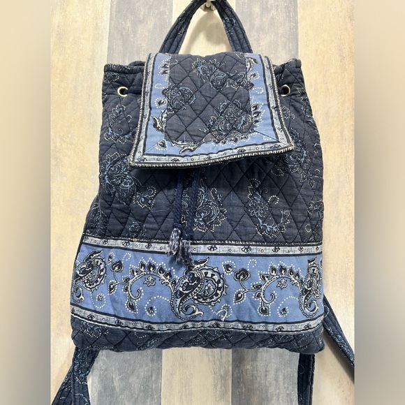 Vera Bradley | Bags | Vintage Vera Bradley Drawstring Backpack French Blue Cottage Core Boho ...